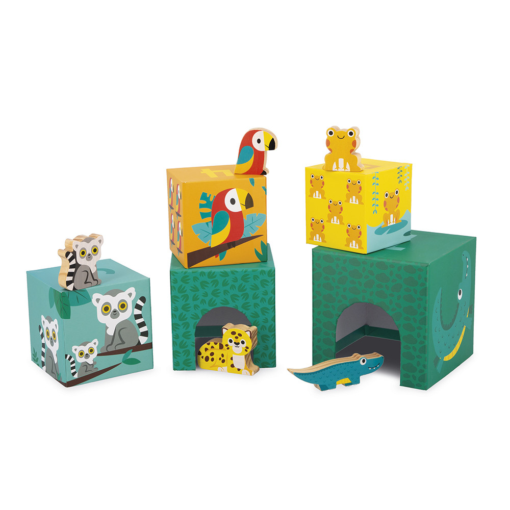 Tropik 5-cube pyramid (wood) : Blocks & Pyramids Janod - J08282