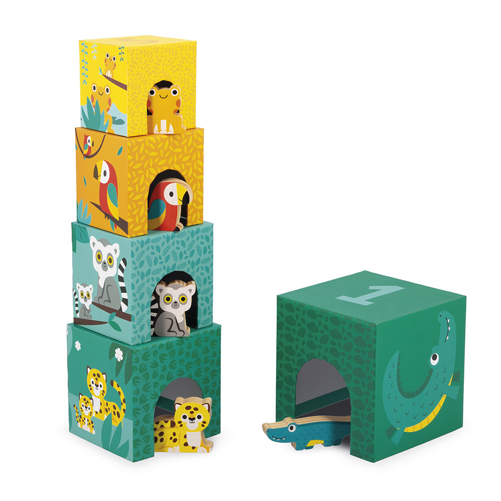 Tropik 5-cube pyramid (wood) : Blocks & Pyramids Janod - J08282