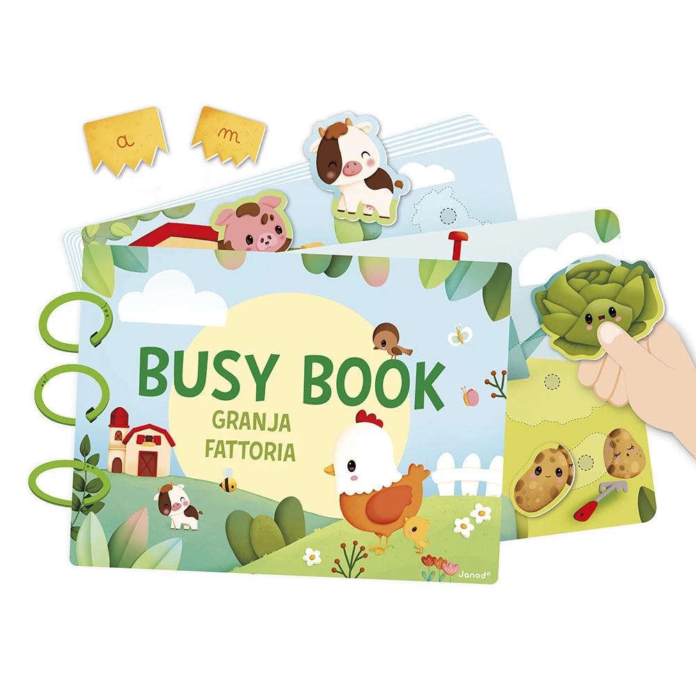 Busy-book Cardboard Farm (Spanish/Italian) : Educational games Janod ...