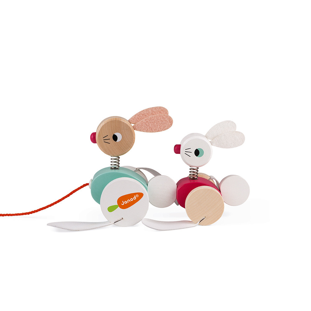 Zigolos Pull-Along Rabbits (wood) : Push & Pull toys Janod - J08207