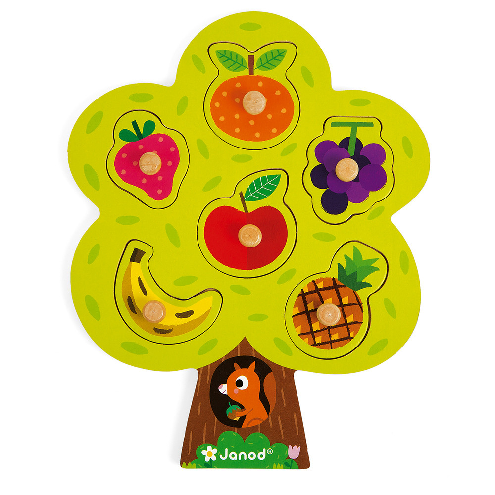 Fruit Tree Puzzle 6 pieces (wood) : Toddler wooden puzzles Janod - J07061