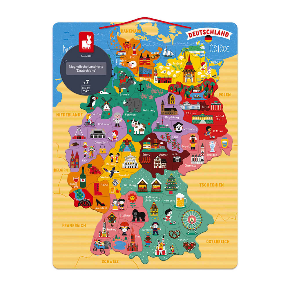 Magnetische Landkarte Deutschland Deutsch (Holz) : Magnetische Puzzle ...
