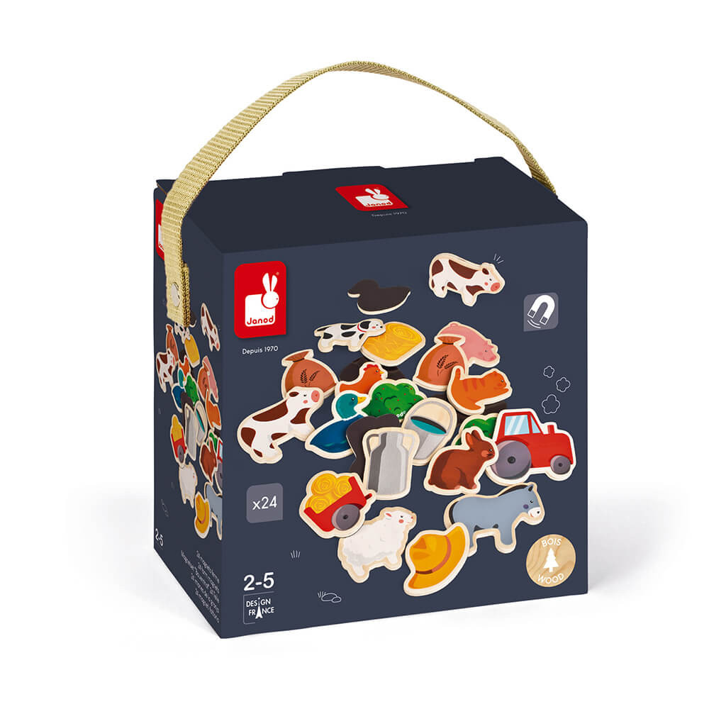 Farm Magnets 24 pieces (wood) : Boards & Magnets Janod - J08157