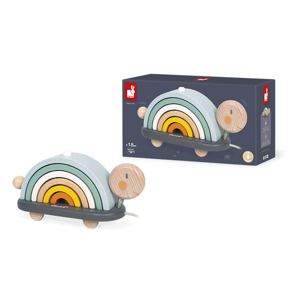 Sweet Cocoon Rainbow Turtle : Push & Pull toys Janod - J04405