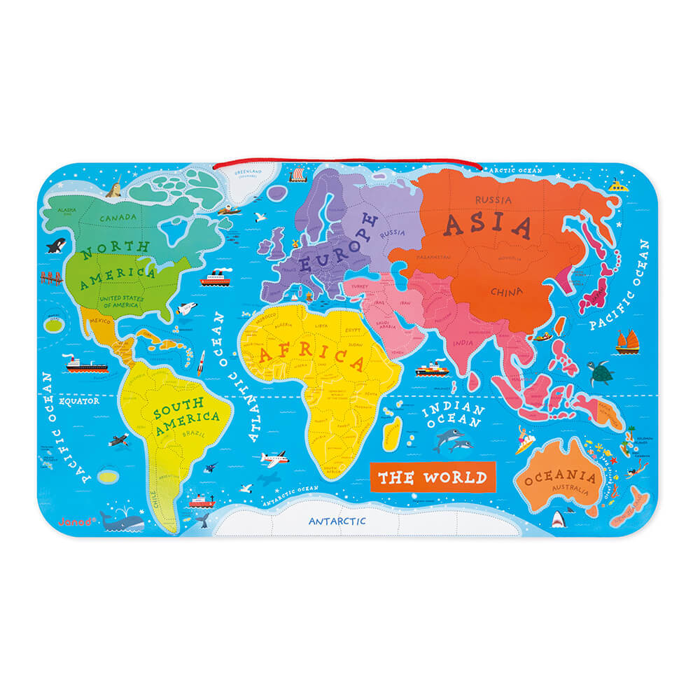 Magnetic World Map Puzzle English Version 92 pieces (wood) : Magnetic ...