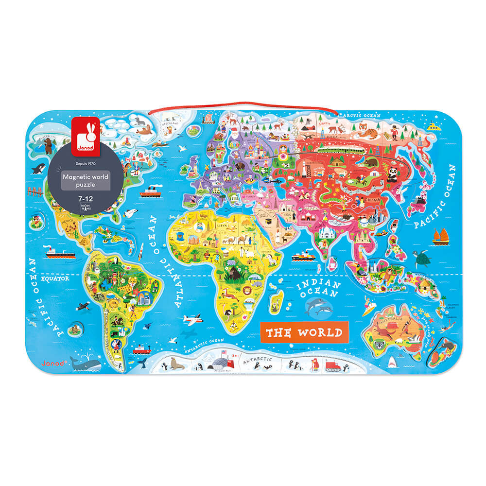 Magnetic World Map Puzzle English Version 92 pieces (wood) : Magnetic ...